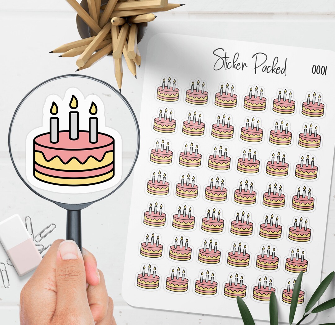 Birthday Cake Planner Stickers Birthday Stickers for Planners - Etsy