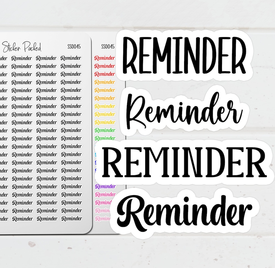 Reminder Planner Sticker Reminder Script Sticker Reminder Word Sticker ...