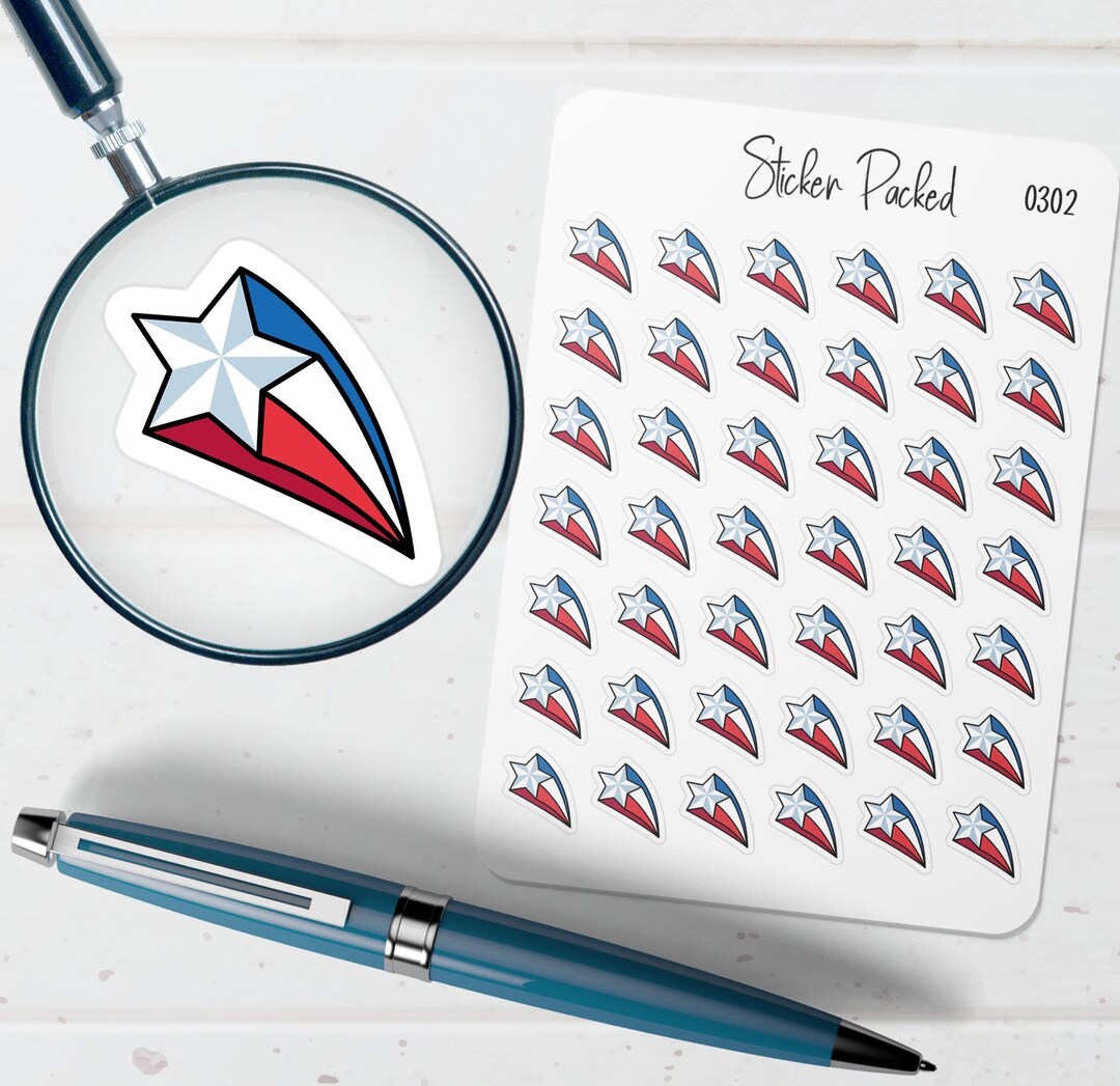 Red White and Blue Shooting Star Planner Sticker Red White and Blue ...