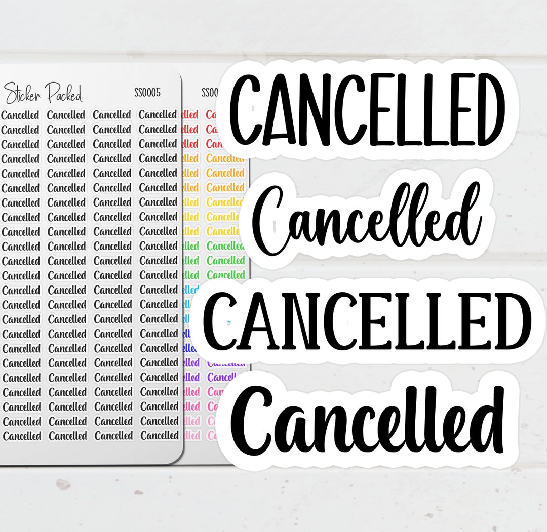 Cancelled Planner Sticker Cancelled Script Sticker Cancelled Word ...