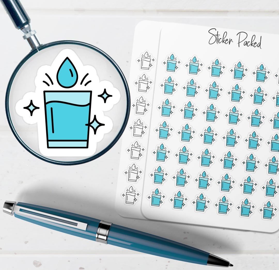 Glass of Water Planner Sticker Glass of Water Icon Sticker Glass of ...