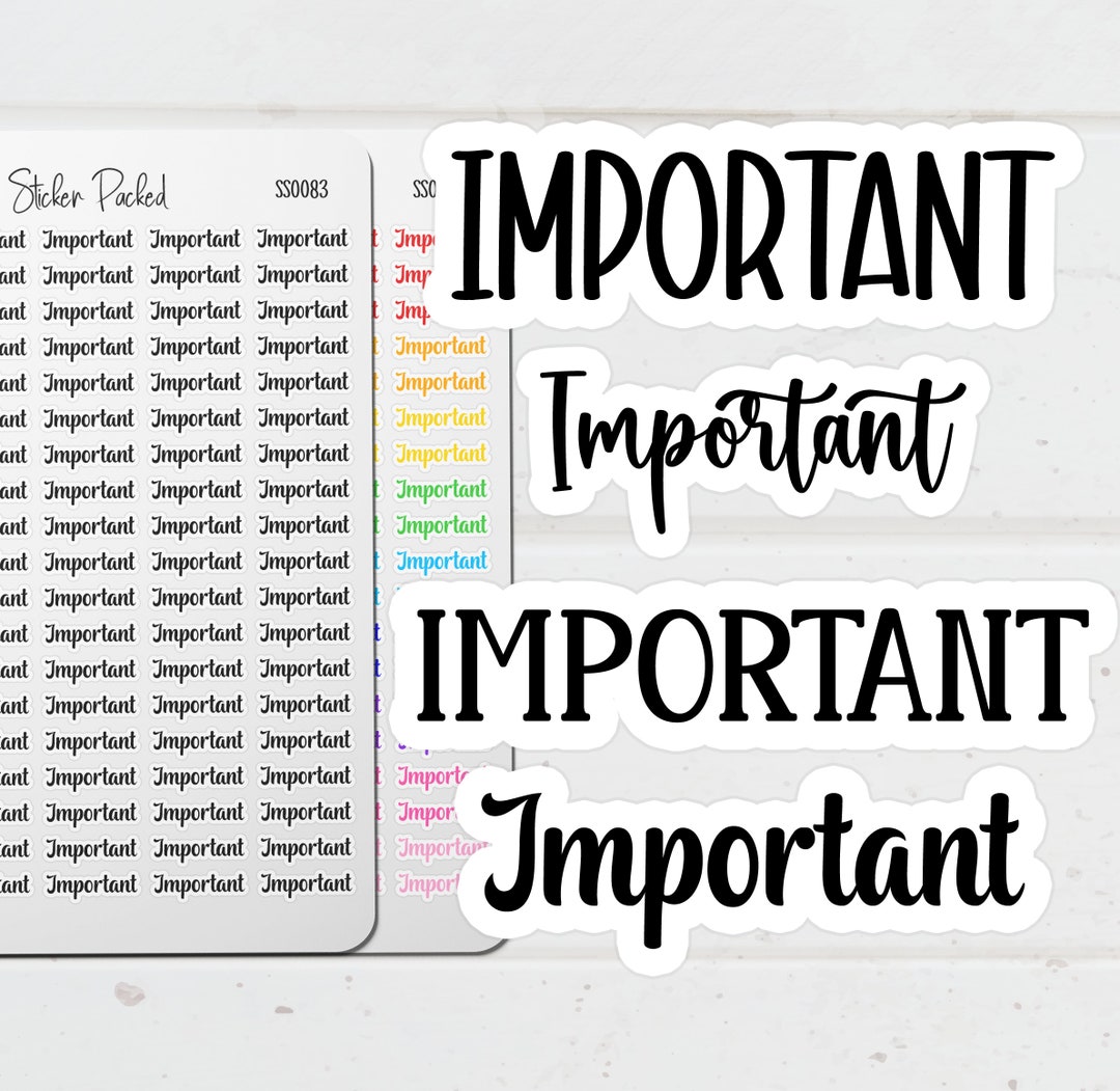 Important Planner Sticker Important Script Sticker Important Word ...