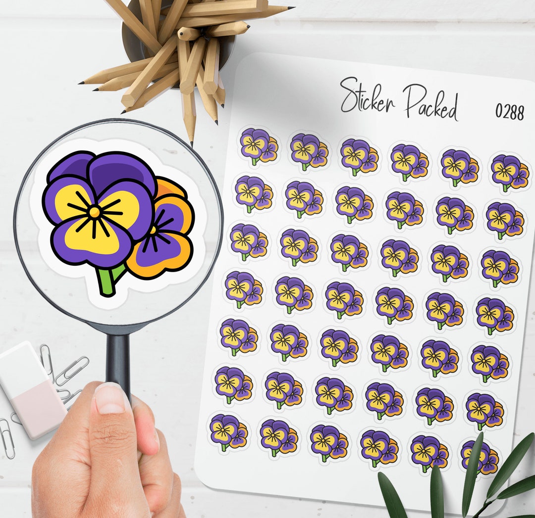 Pansies Planner Sticker Pansies Icon Sticker Pansies Sticker - Etsy