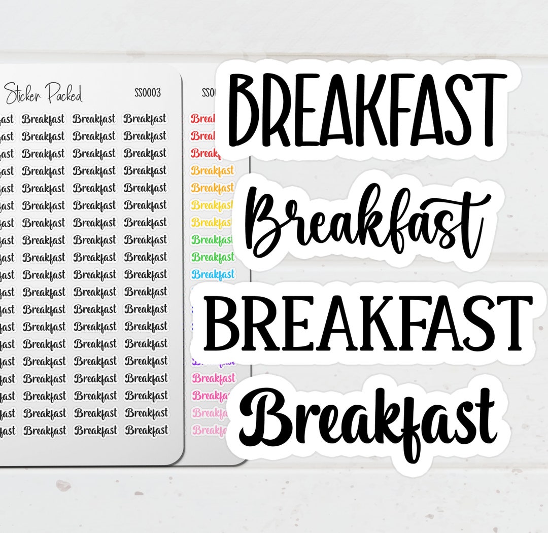 Breakfast Planner Sticker Breakfast Script Sticker Breakfast Word ...