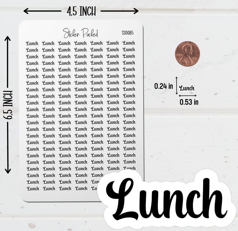 Lunch Planner Sticker Lunch Script Sticker Lunch Word Sticker Lunch ...