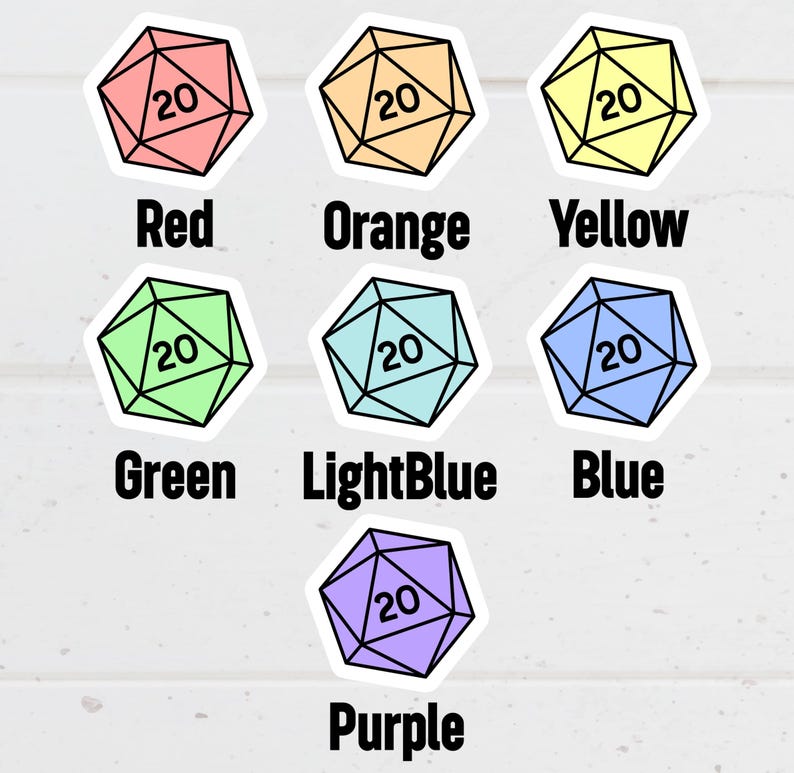 D20 Dice Planner Stickers Game Dice Planner Sticker Dungeons Dragons ...