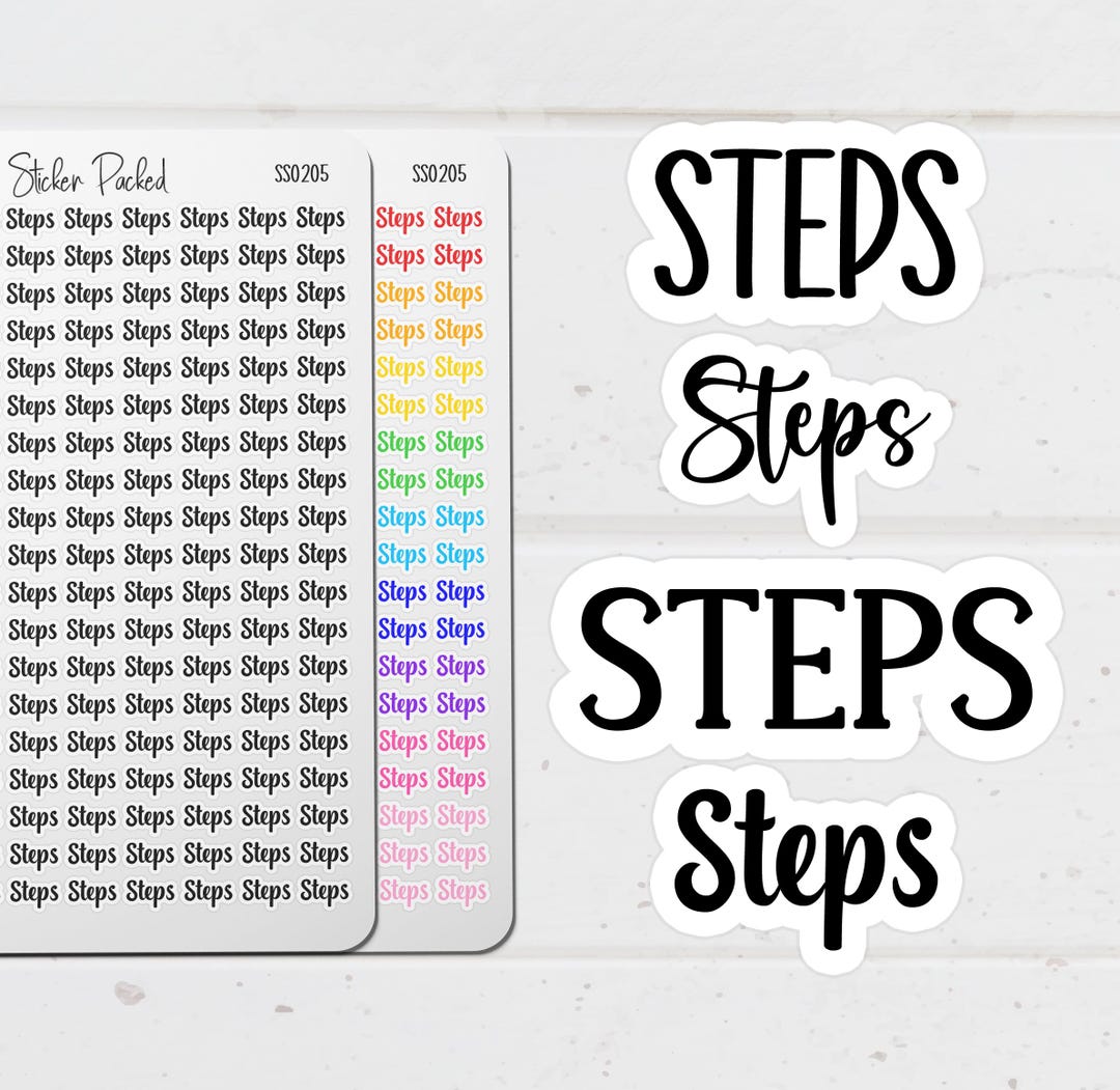 Steps Planner Sticker Steps Script Sticker Steps Word Sticker Steps ...