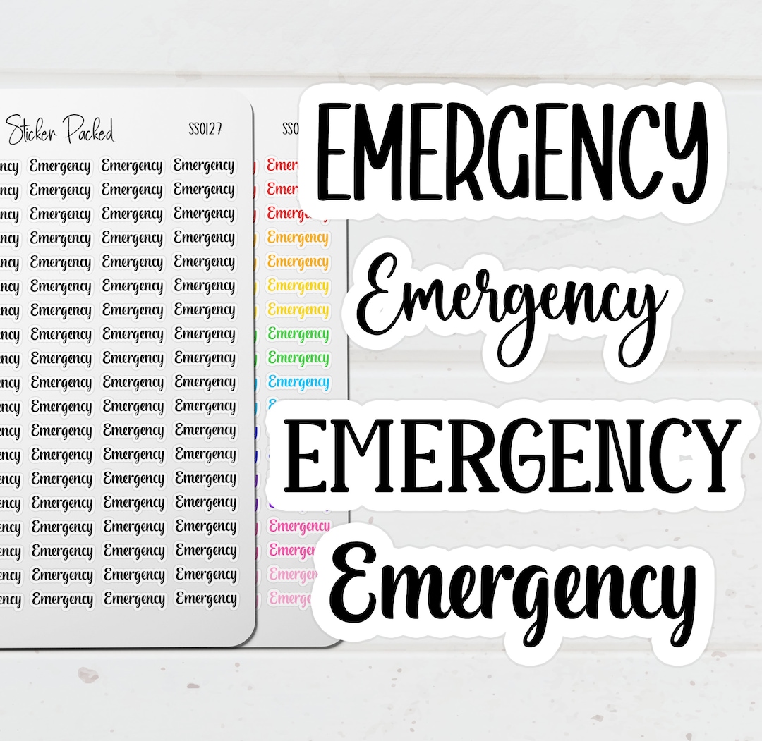 Emergency Planner Sticker Emergency Script Sticker Emergency Word ...