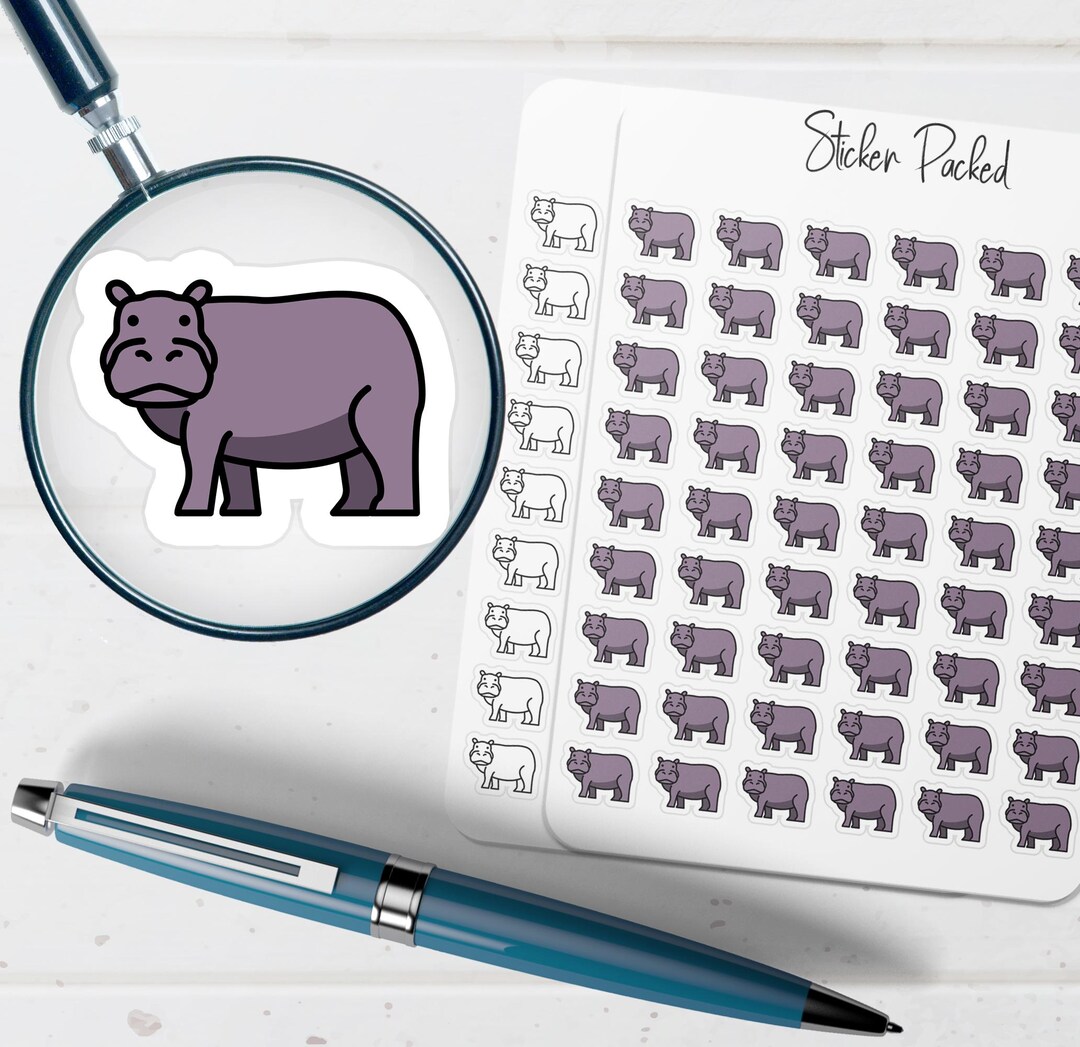Hippo Planner Sticker Hippo Icon Sticker Hippo Sticker - Etsy