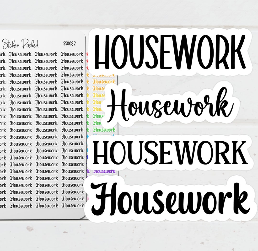 Housework Planner Sticker Housework Script Sticker Housework Word ...