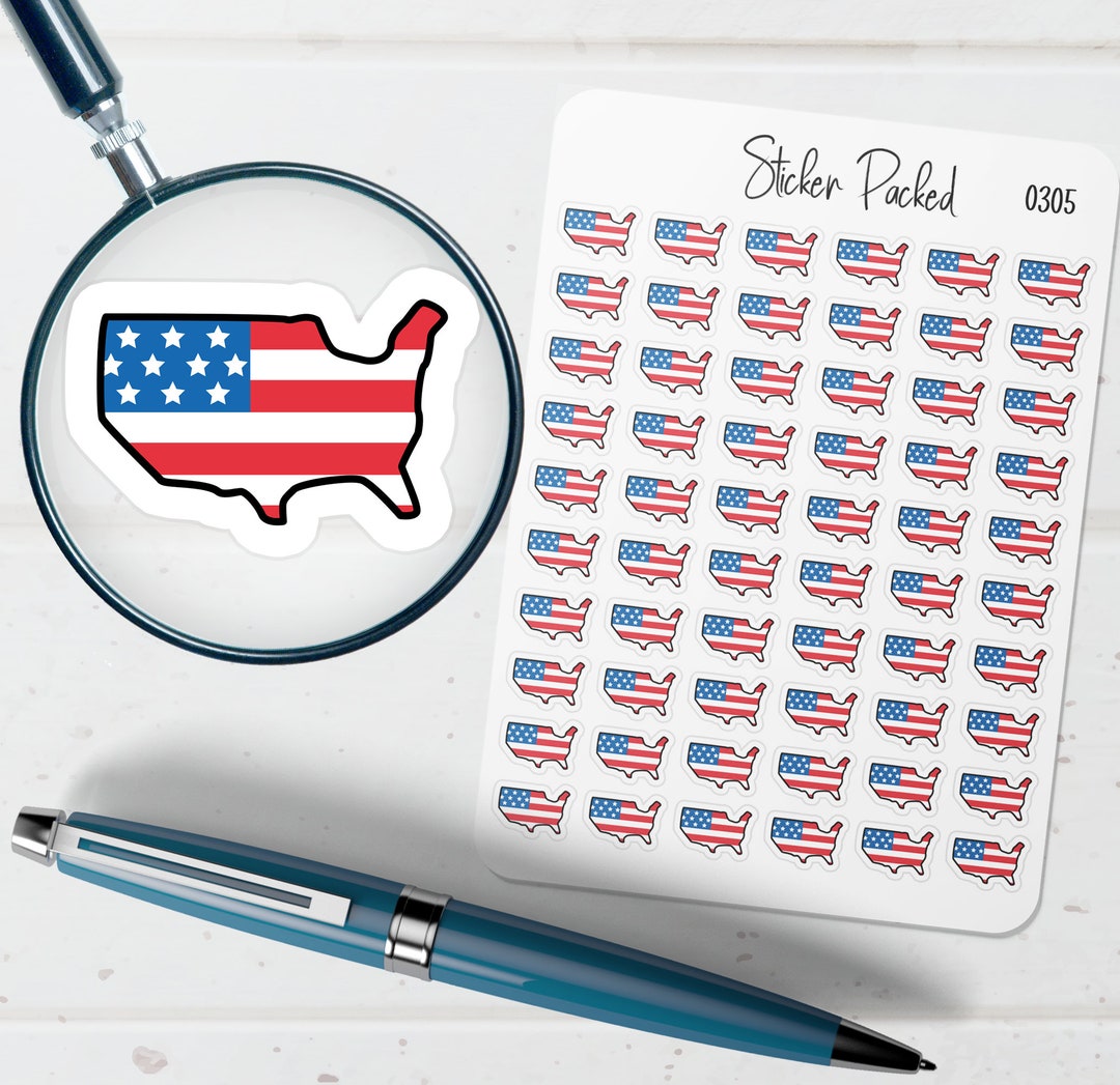 Usa Map American Flag Map Planner Sticker Usa Map American Flag Map ...