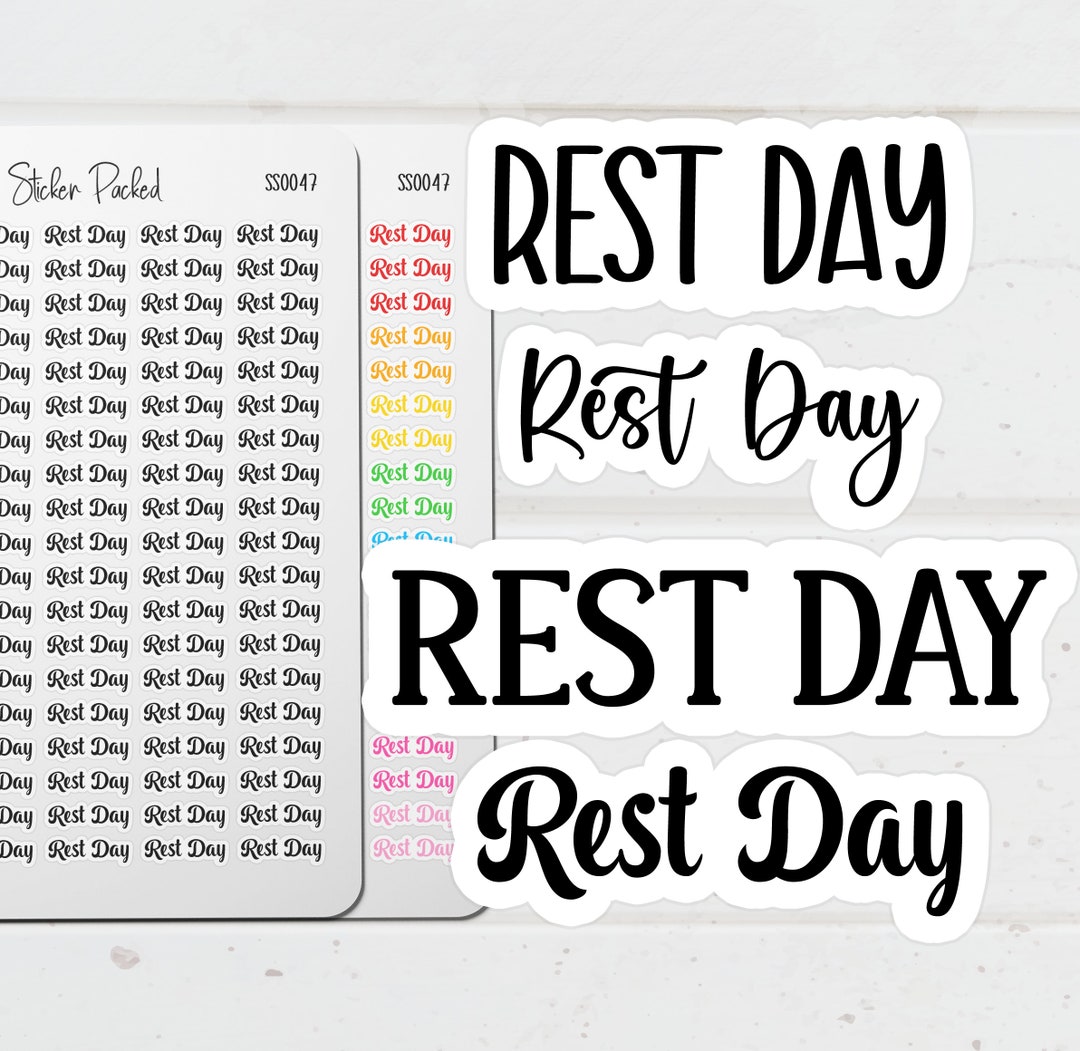 Rest Day Planner Sticker Rest Day Script Sticker Rest Day Word Sticker ...