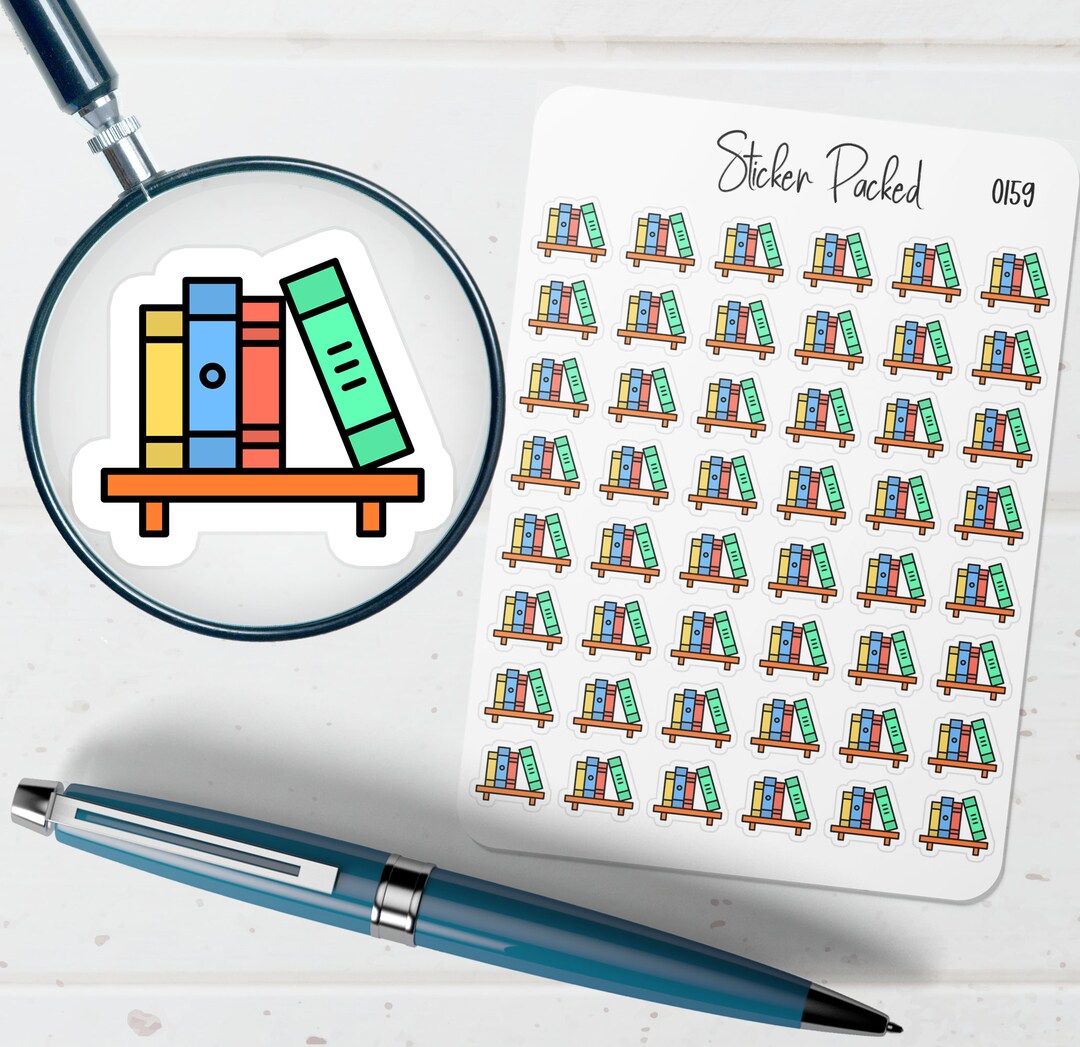 Bookshelf Planner Sticker Bookshelf Icon Sticker Bookshelf - Etsy