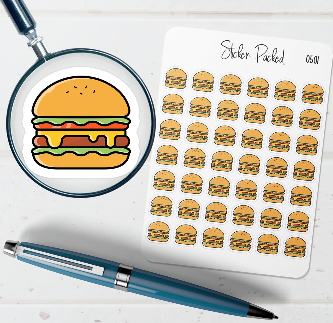 Burger Planner Sticker Burger Icon Sticker Burger Sticker - Etsy