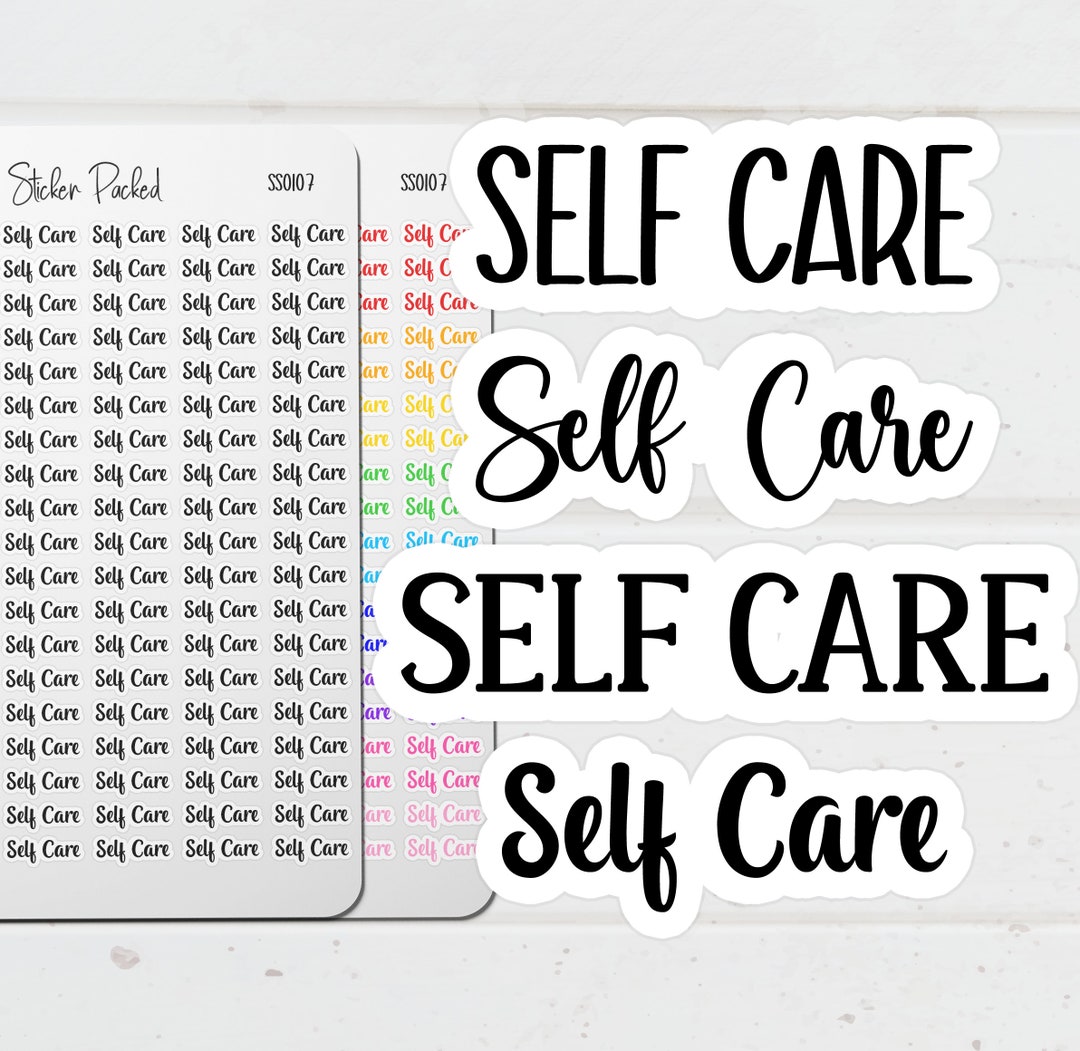Self Care Planner Sticker Self Care Script Sticker Self Care Word ...