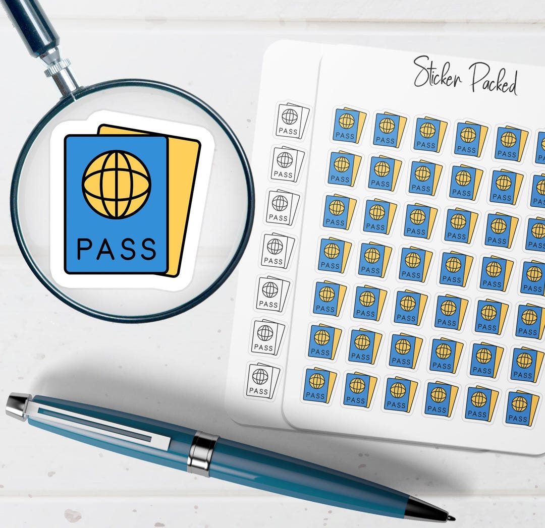 Passport Planner Sticker Passport Icon Sticker Passport Sticker - Etsy