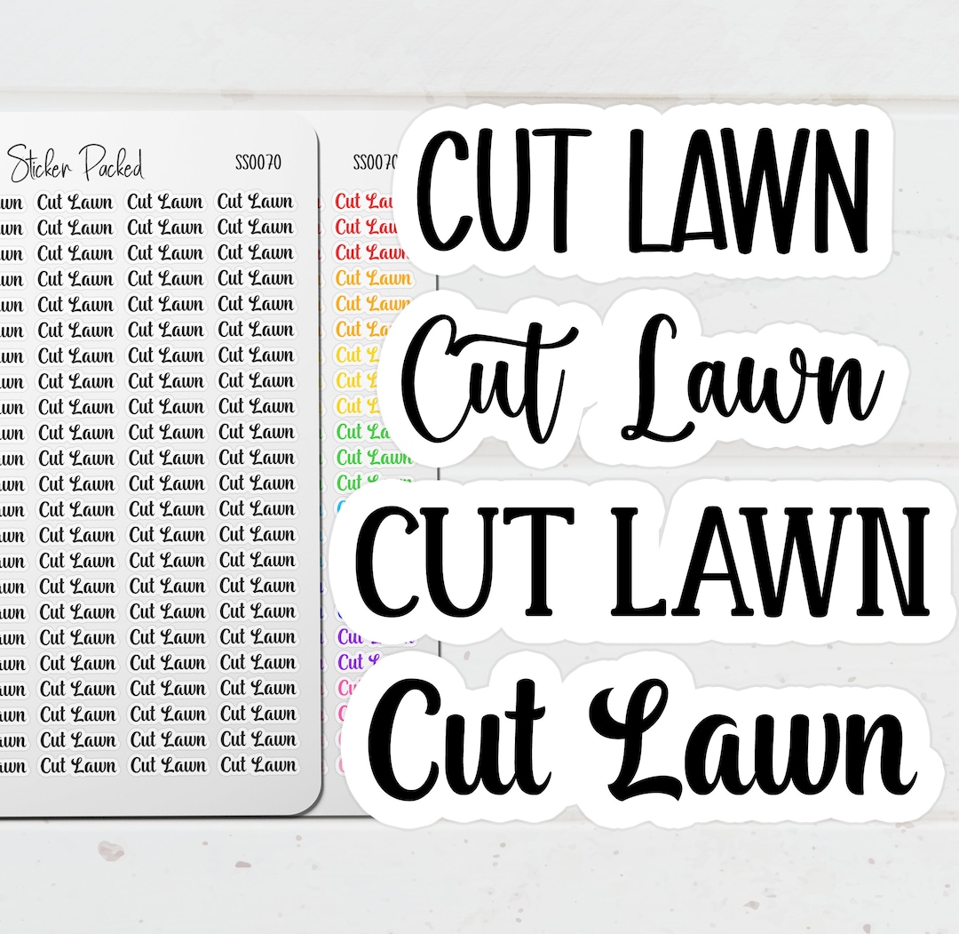 Cut Lawn Planner Sticker Cut Lawn Script Sticker Cut Lawn Word - Etsy