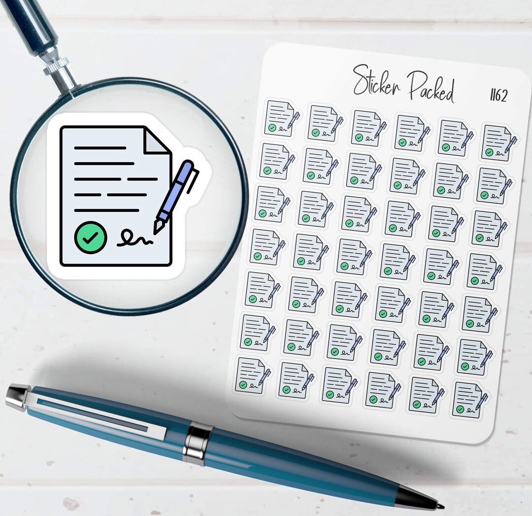 Contract Planner Sticker Contract Icon Sticker Contract Sticker - Etsy