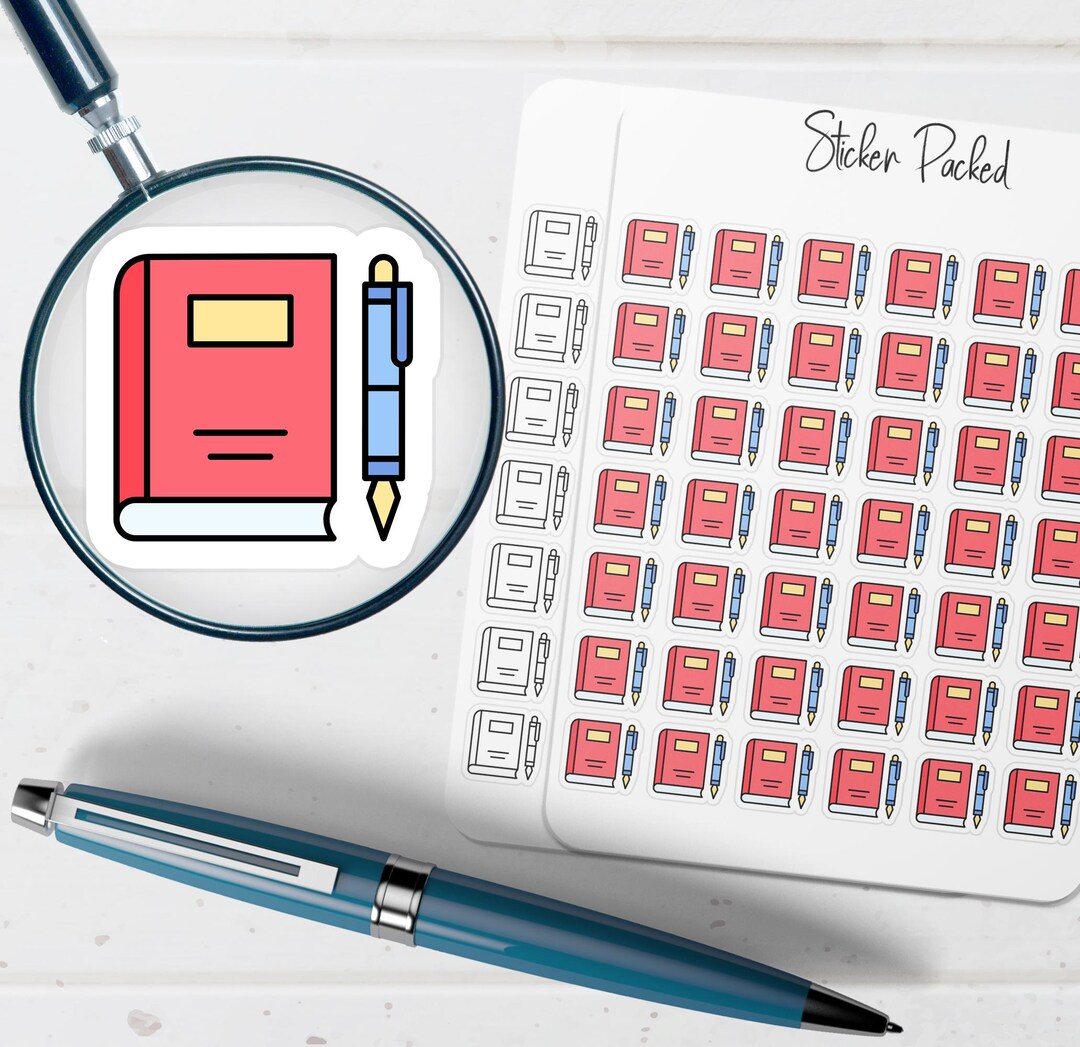 Book Pen Planner Sticker Book Pen Icon Sticker Book Pen Sticker - Etsy