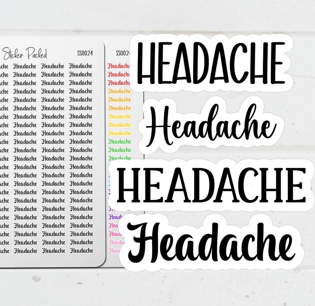 Headache Planner Sticker Headache Script Sticker Headache Word Sticker ...