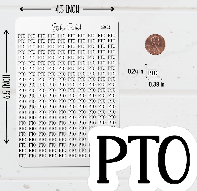 PTO Planner Sticker Paid Time off Script Sticker PTO Word Sticker PTO ...