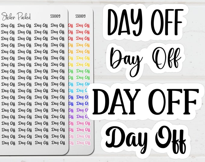 Day off Planner Sticker Day off Script Sticker Day off Word Sticker Day ...