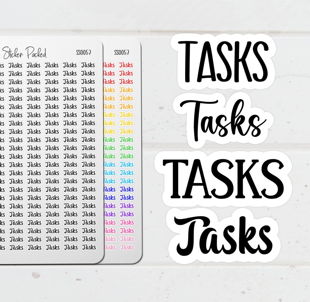 Tasks Planner Sticker Tasks Script Sticker Tasks Word Sticker Tasks ...