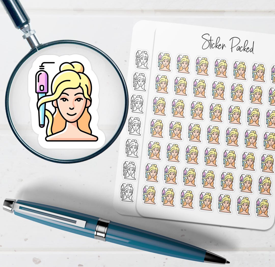Curl Hair Planner Sticker Curl Hair Icon Sticker Curl Hair Sticker - Etsy