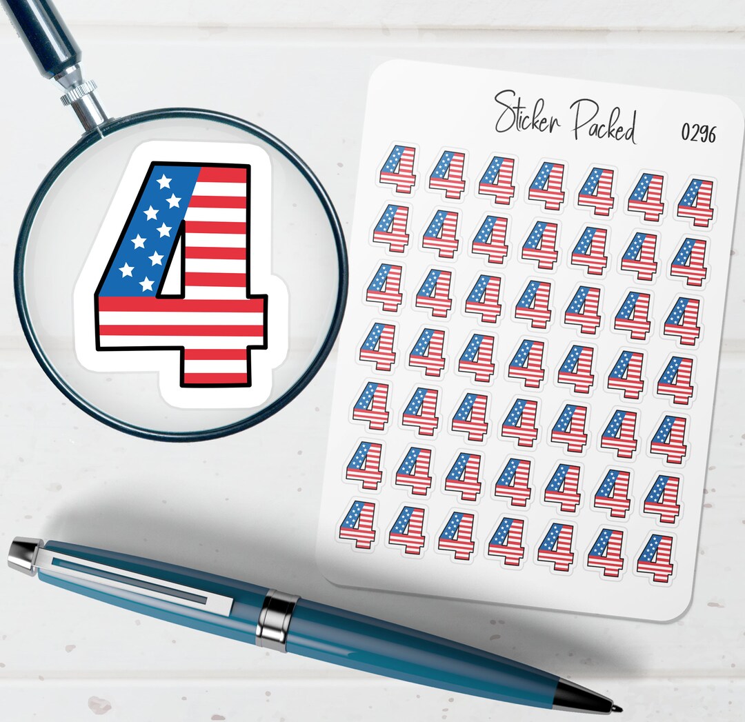 Fourth of July Four Planner Sticker Fourth of July Four Icon Sticker ...