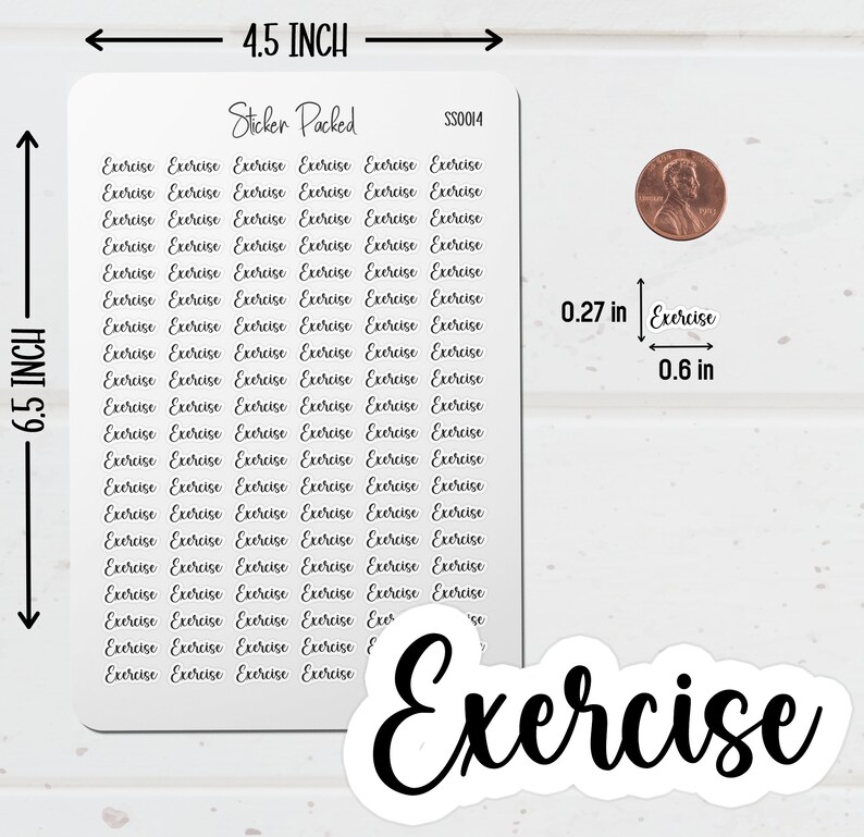 Exercise Planner Sticker Exercise Script Sticker Exercise Word Sticker ...