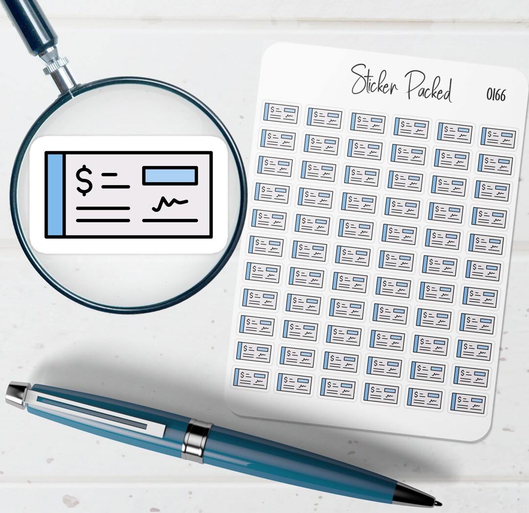 Cheque Planner Sticker Cheque Icon Sticker Cheque Sticker - Etsy