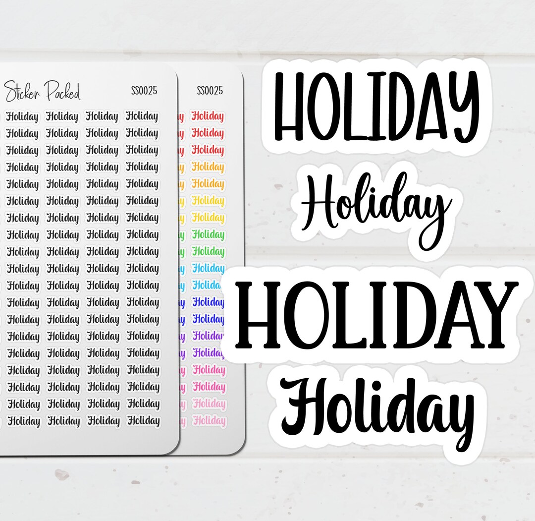 Holiday Planner Sticker Holiday Script Sticker Holiday Word Sticker ...