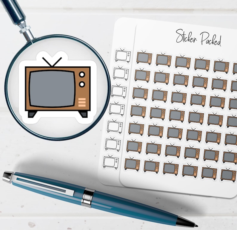 Retro TV Planner Sticker Retro TV Icon Sticker Retro TV Sticker - Etsy