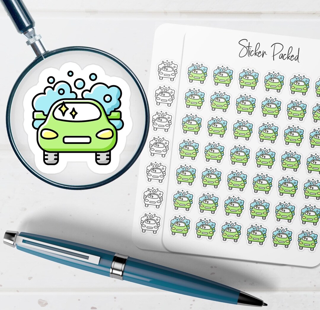 Car Wash Planner Stickers Clean Car Planner Stickers Transportation ...