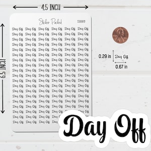 Day off Planner Sticker Day off Script Sticker Day off Word Sticker Day ...