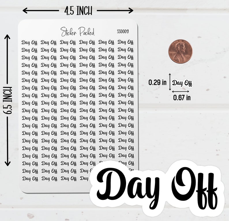 Day off Planner Sticker Day off Script Sticker Day off Word Sticker Day ...