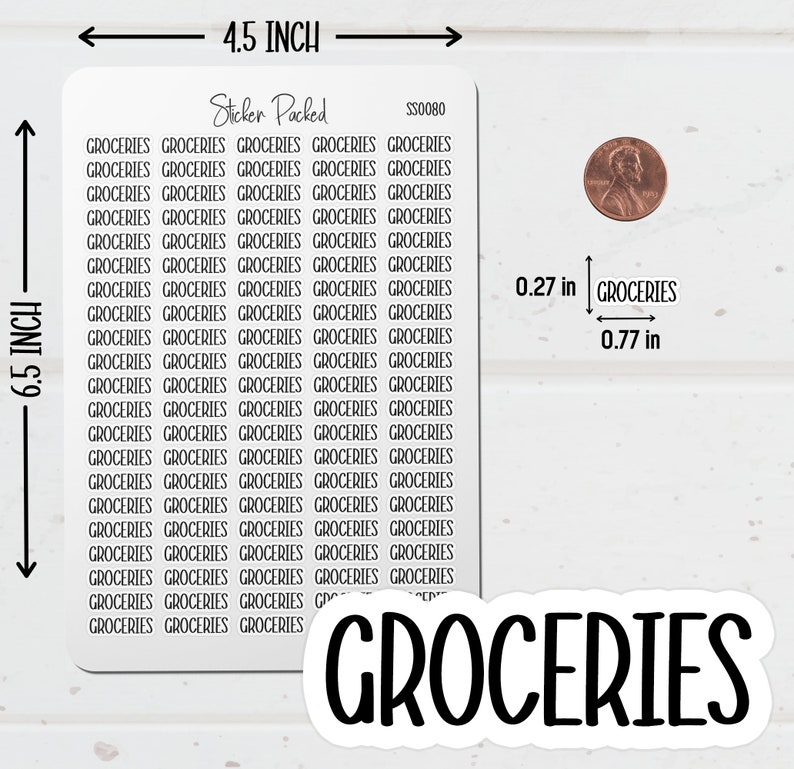 Groceries Planner Sticker Groceries Script Sticker Groceries Word ...