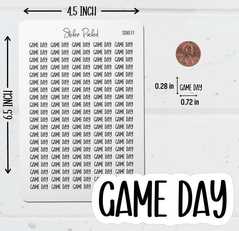 Game Day Planner Sticker Game Day Script Sticker Game Day Word Sticker ...