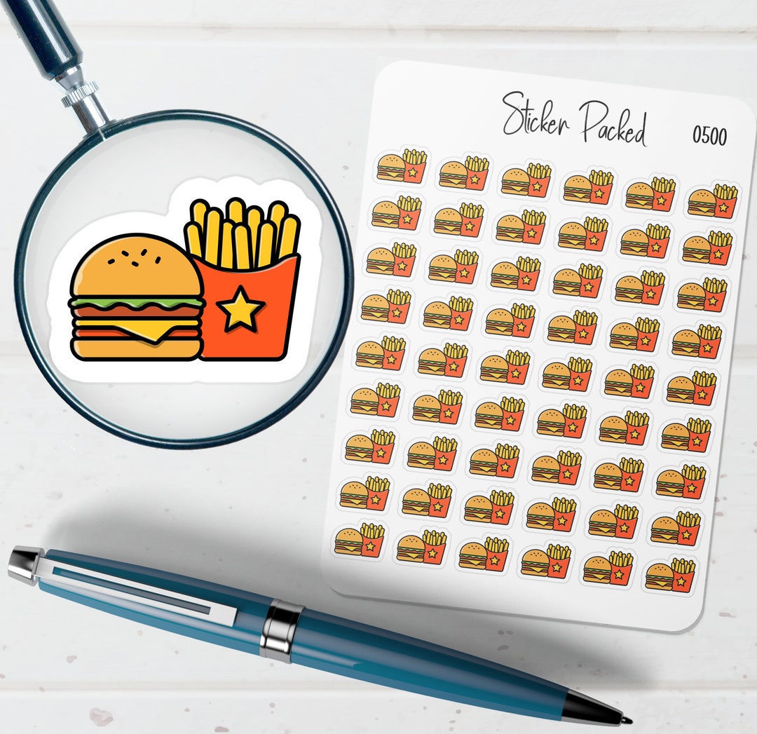 Burger and Fries Planner Sticker Burger and Fries Icon Sticker Burger ...