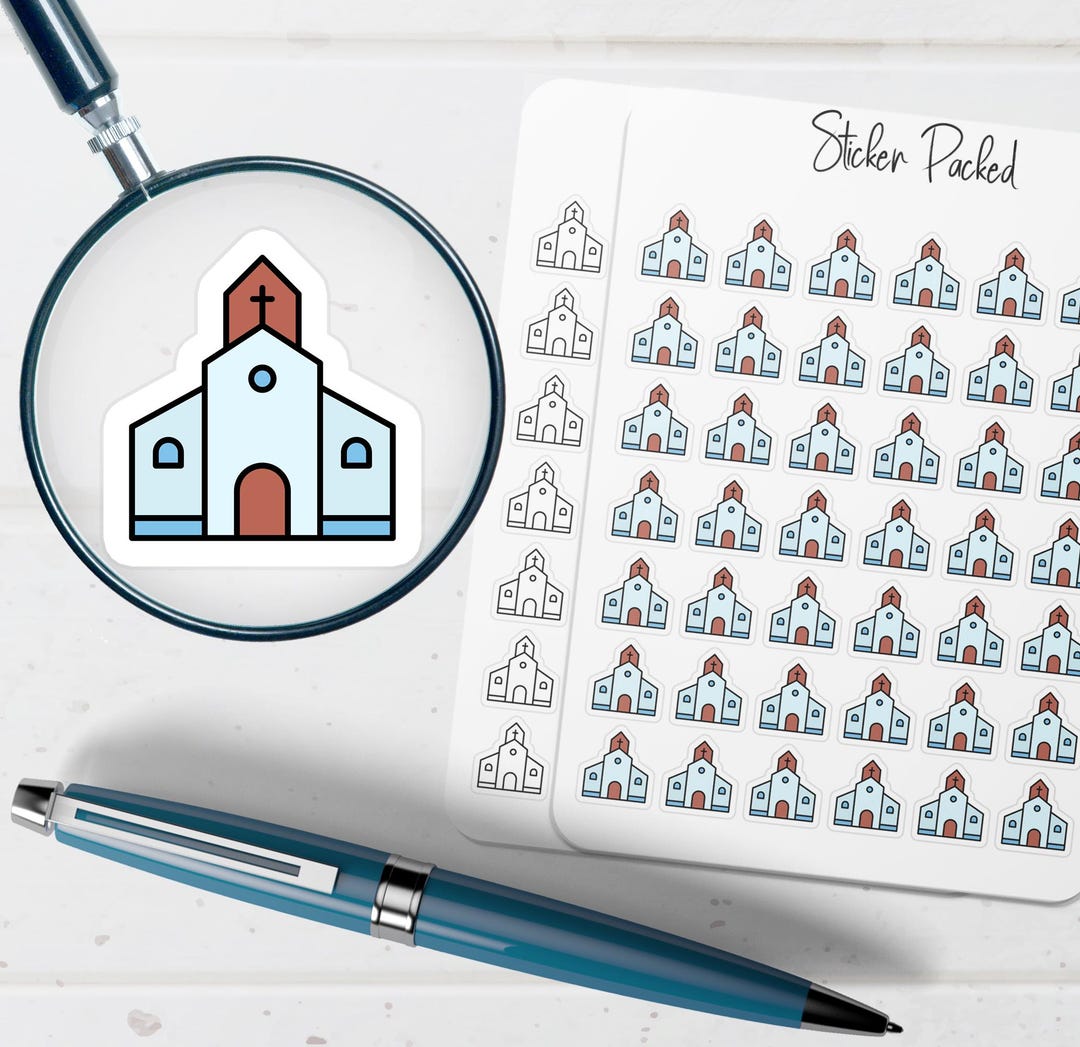 Church Planner Sticker Church Icon Sticker Church Sticker - Etsy