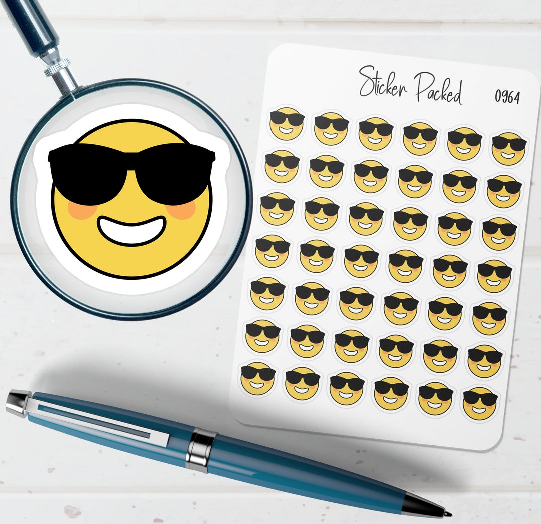 Sunglasses Emoji Planner Sticker Sunglasses Emoji Icon Sticker Sunglasses Emoji Sticker - Etsy