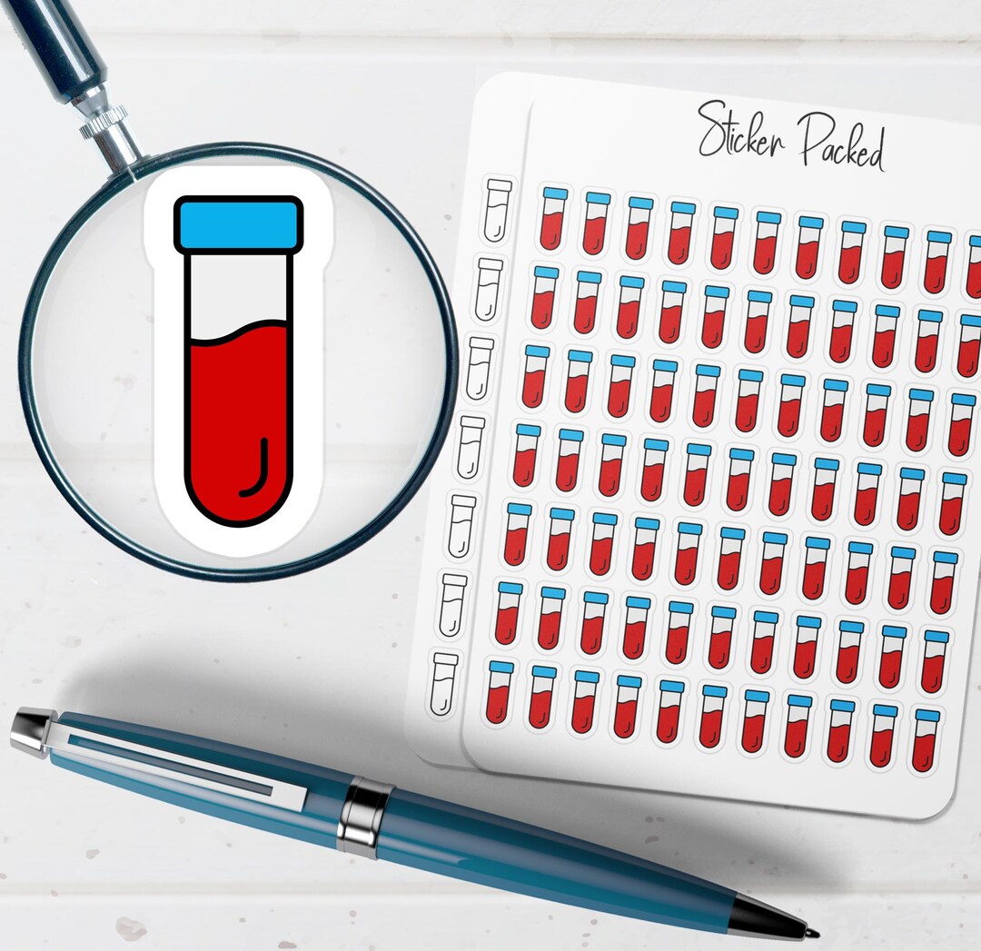 Blood Vial Planner Sticker, Blood Test Tube Planner Sticker, Blood Test ...
