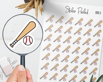 Baseball Bat Stickers One Inch Round Seals - Etsy