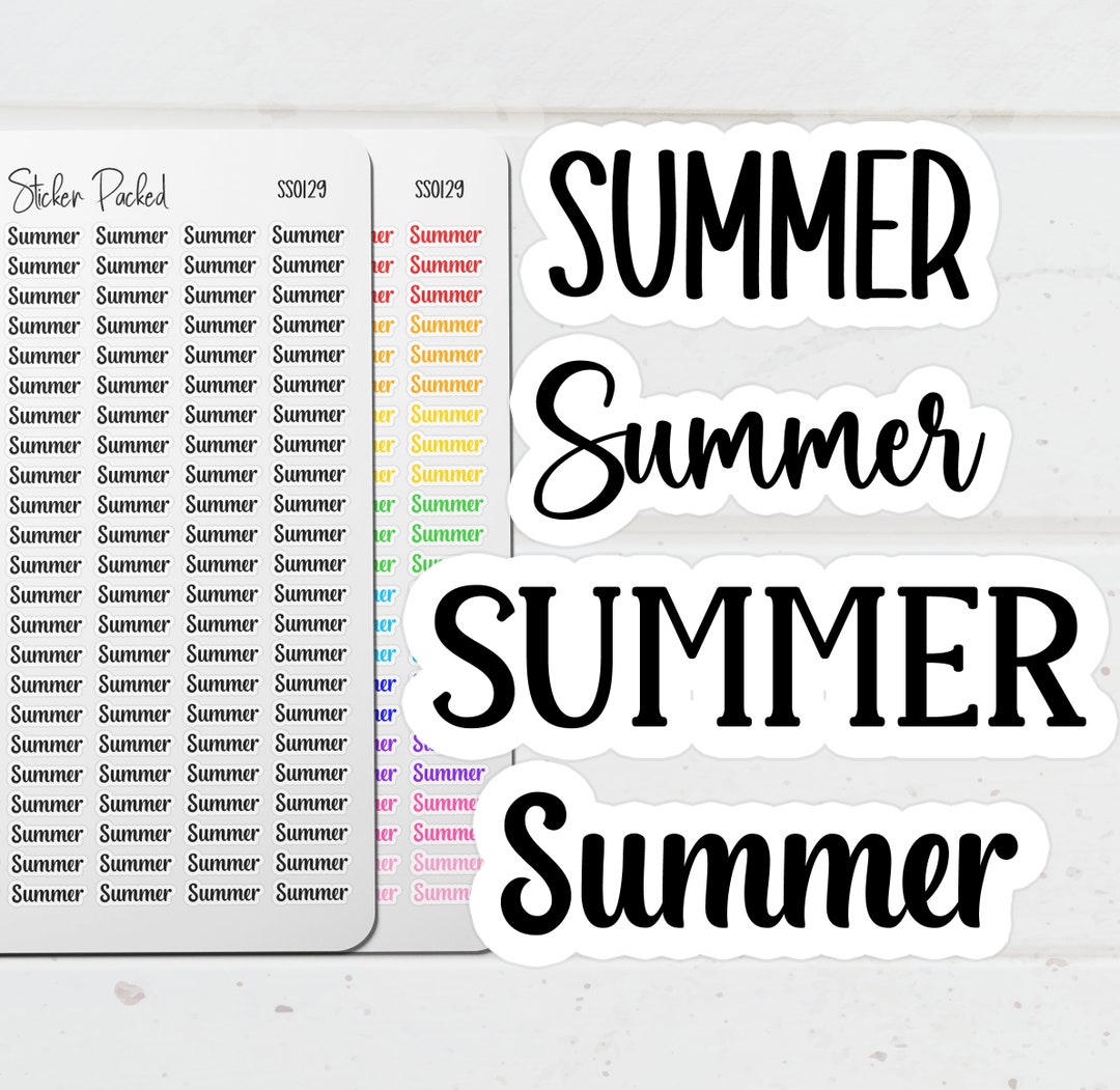 Summer Planner Sticker Summer Script Sticker Summer Word Sticker Summer ...