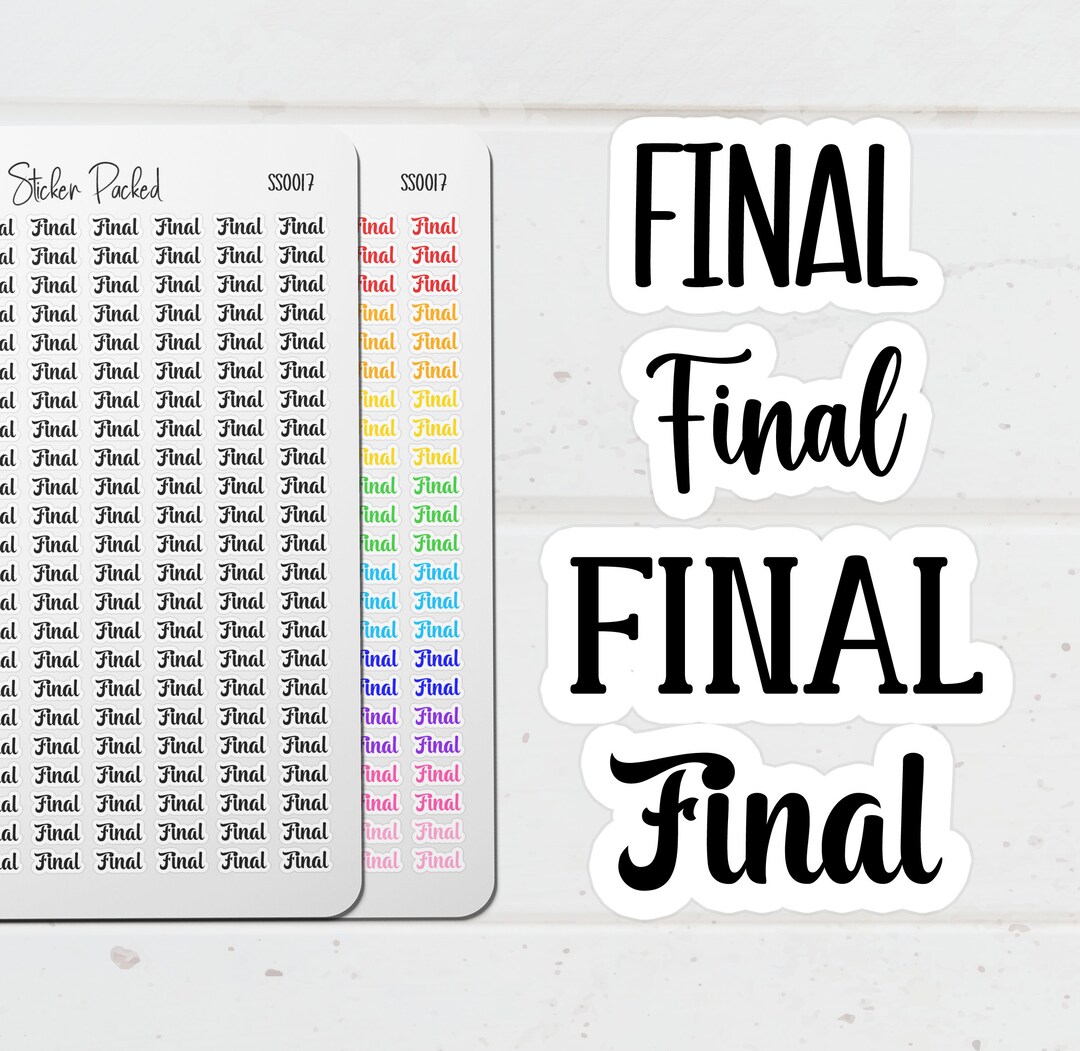 Final Planner Sticker Final Script Sticker Final Word Sticker Final ...
