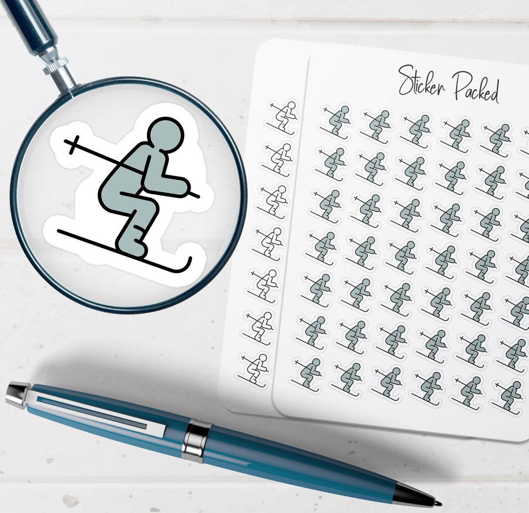 Skier Planner Sticker Skier Icon Sticker Skier Sticker - Etsy