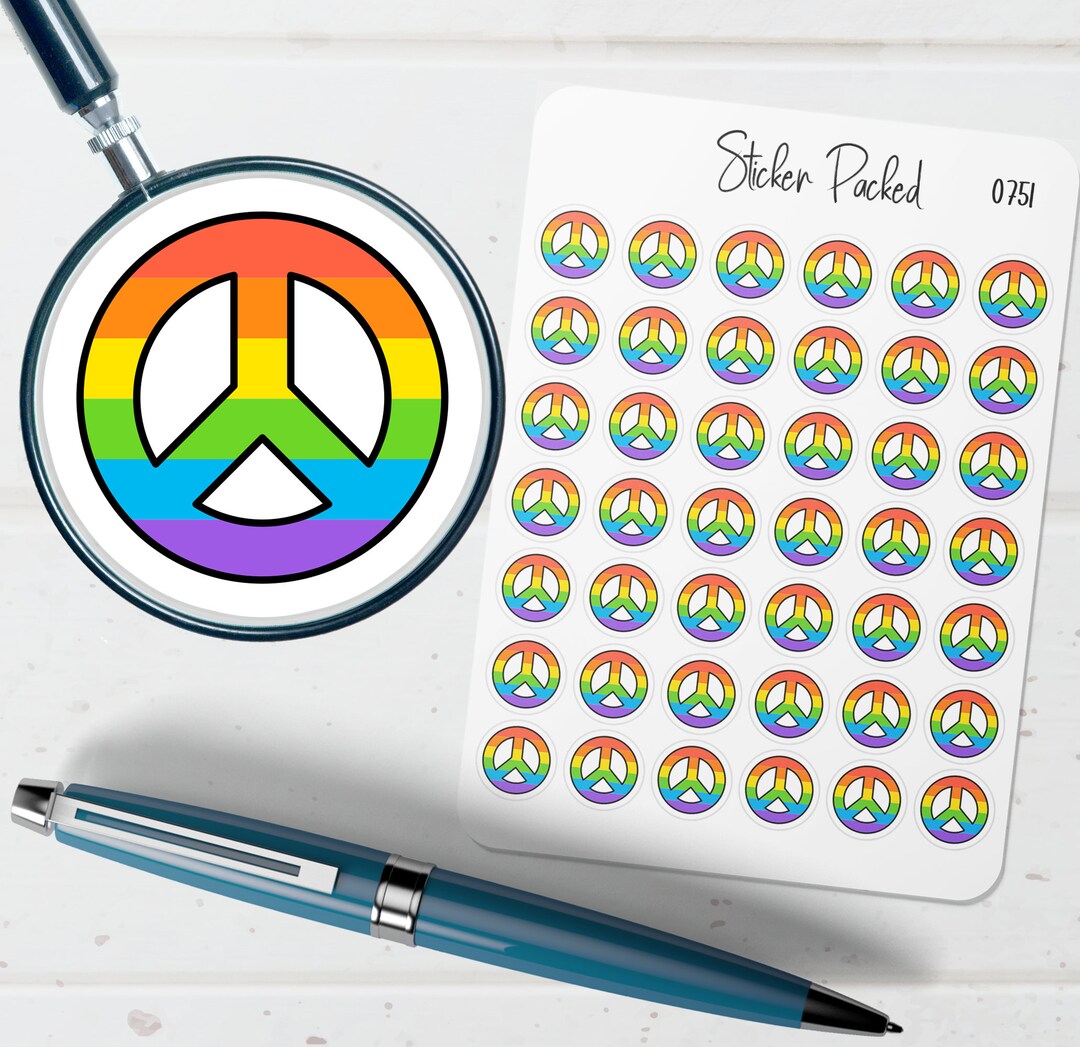 Rainbow Peace Sign Planner Sticker Rainbow Peace Sign Icon Sticker ...