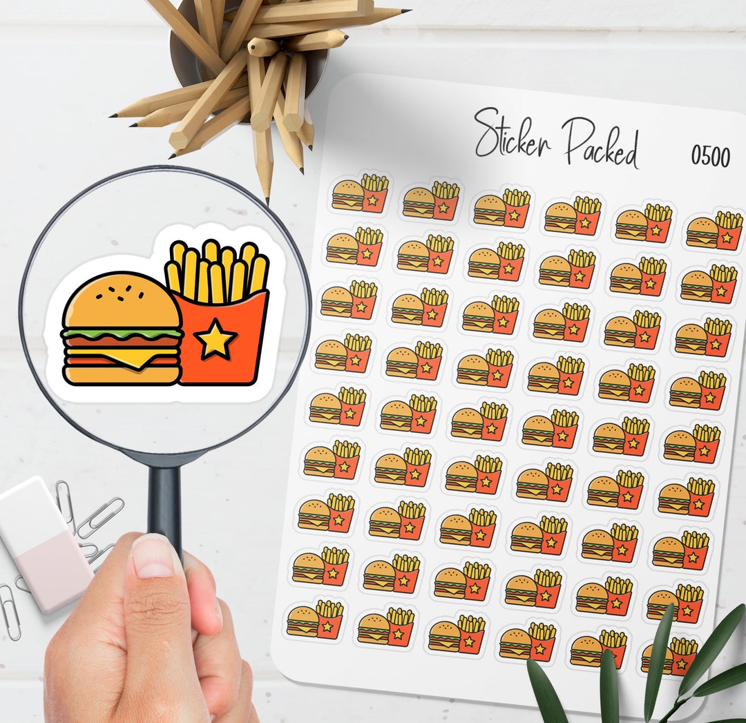 Burger and Fries Planner Sticker Burger and Fries Icon Sticker - Etsy