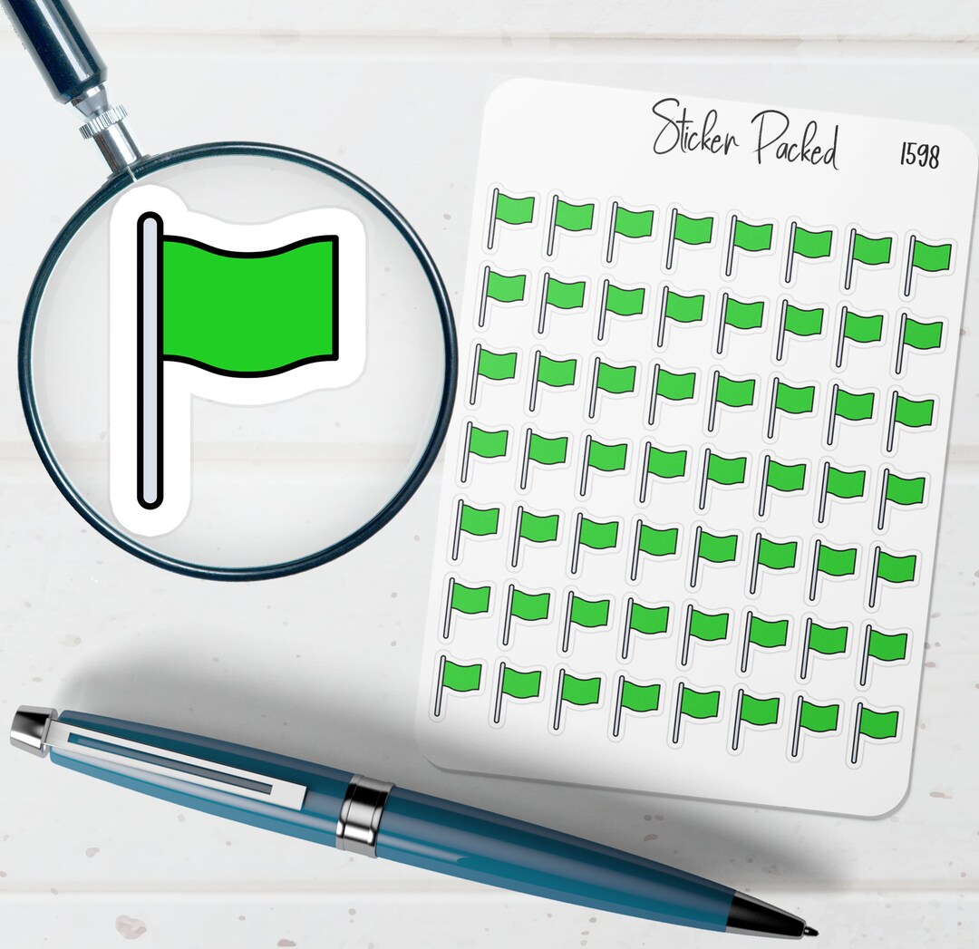 Green Flag Planner Sticker Green Flag Icon Sticker Green Flag Sticker ...