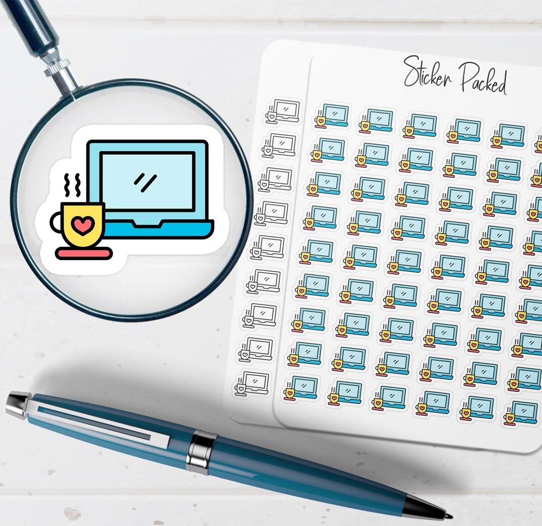Coffee and Work Planner Sticker Coffee and Work Icon Sticker Coffee and ...